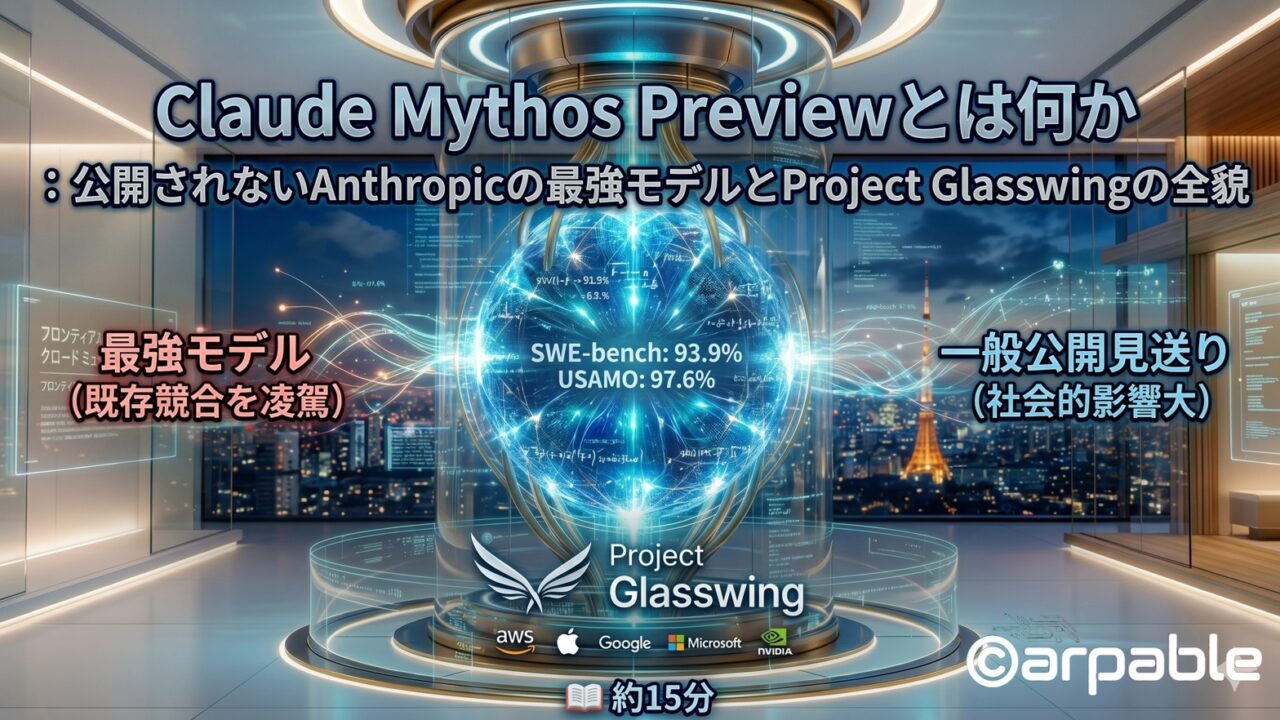 Claude Mythos Previewとは：危険すぎて非公開？Anthropic最強モデルとProject Glasswingの全貌